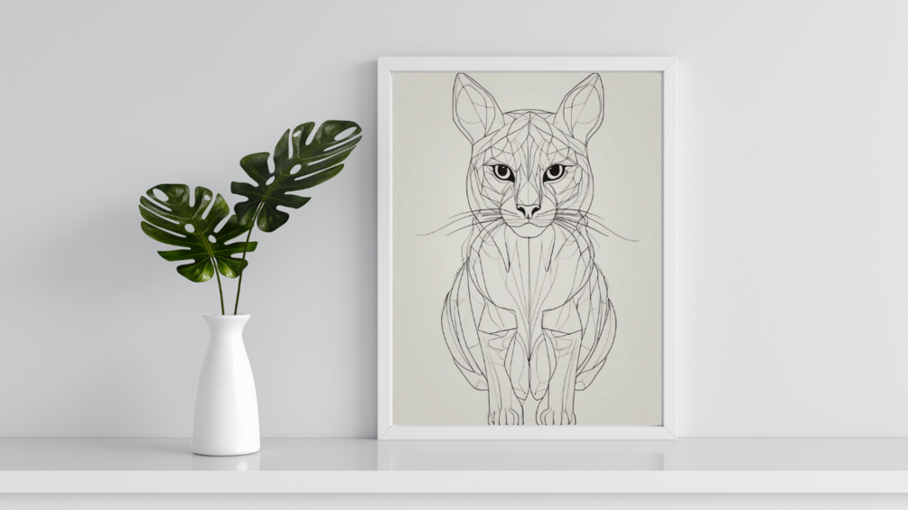 Minimalistic One-Line Art Cat