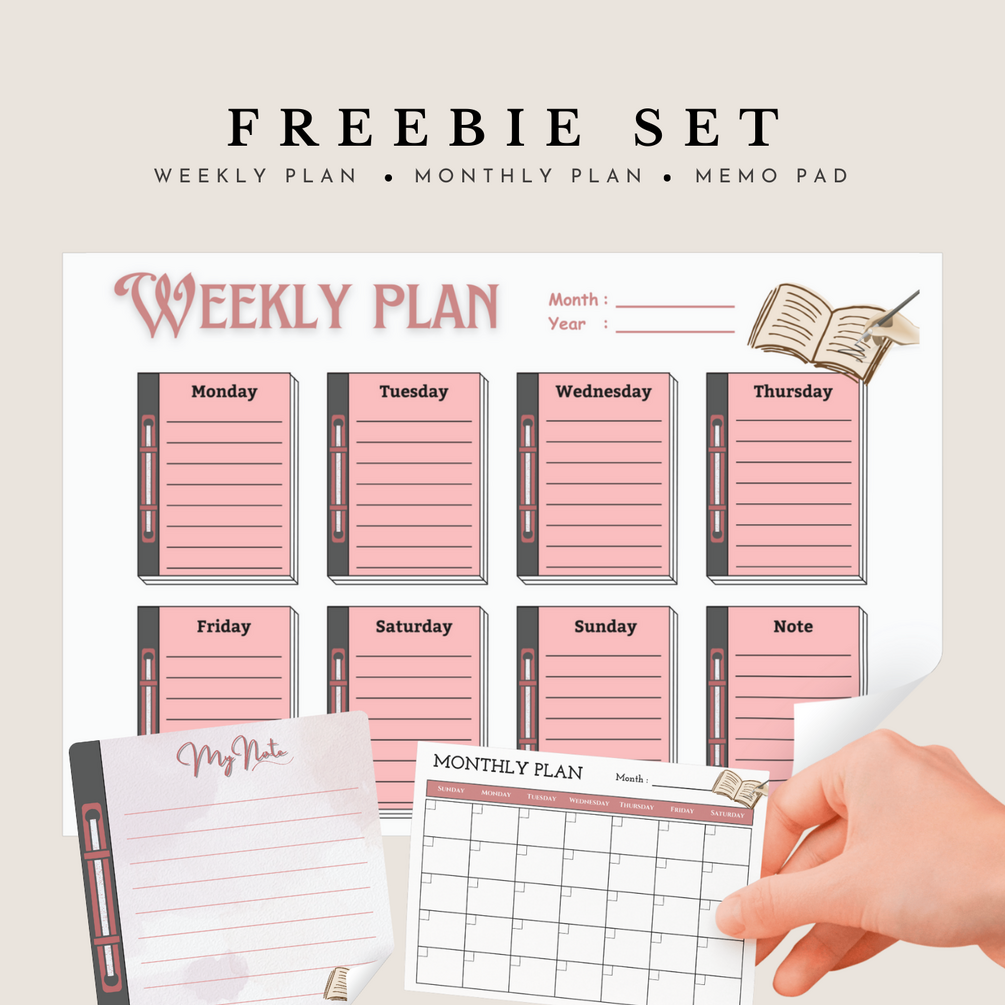 FREEBIE Printable Planner Set (Weekly Plan + Monthly Plan + Memo Pad)