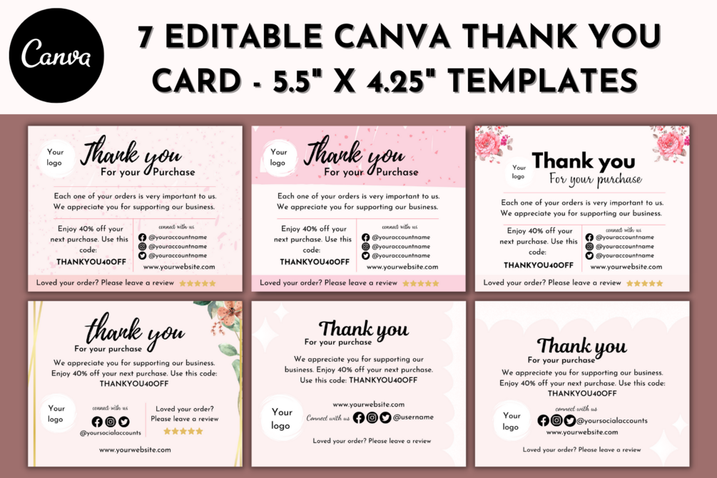 Thank you card for small business template | Canva template