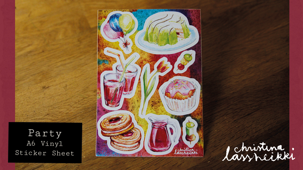 'Party' A6 Sticker Sheet