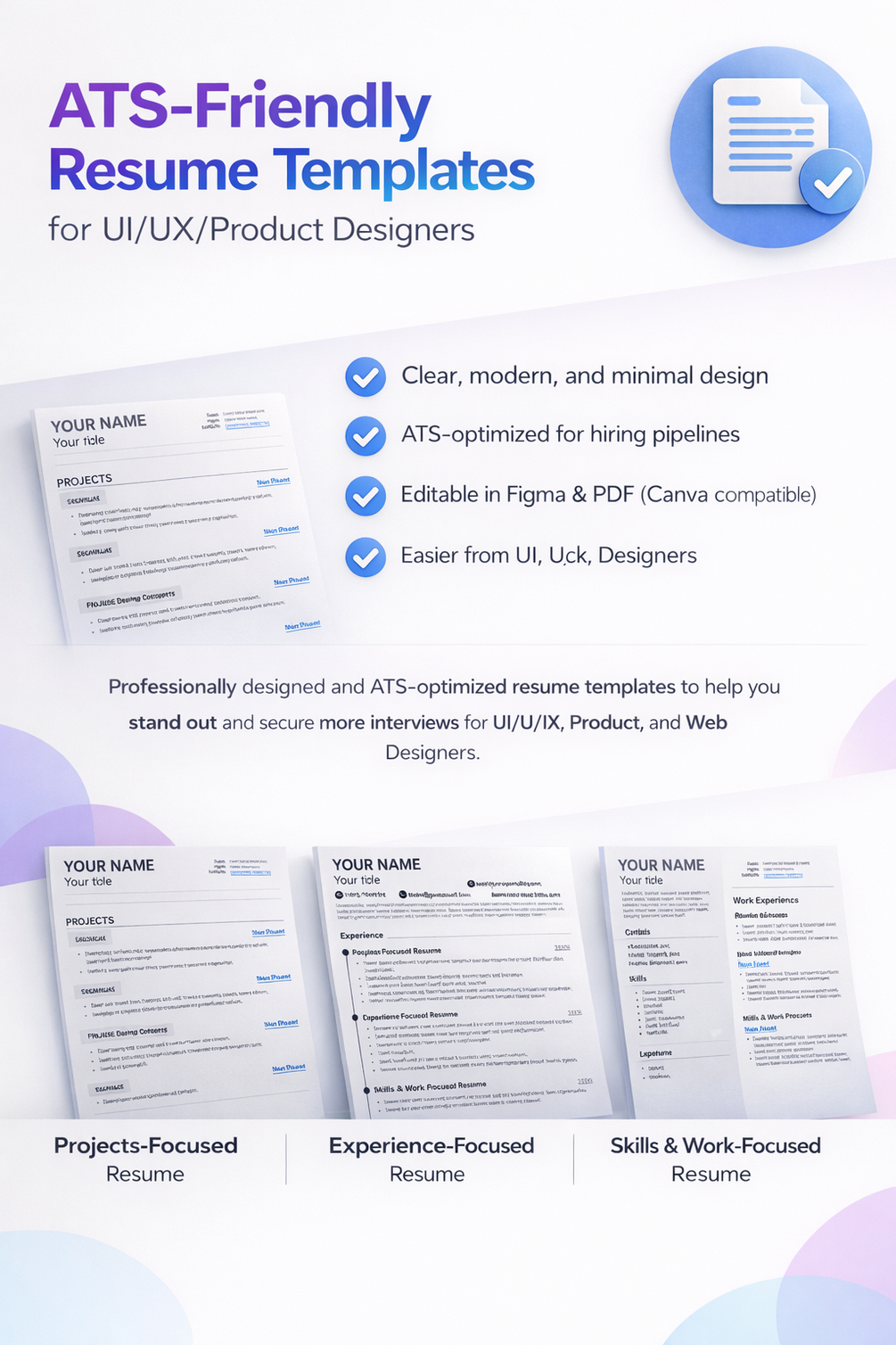 ATS-Friendly Resume Templates for UI/UX & Product Designers
