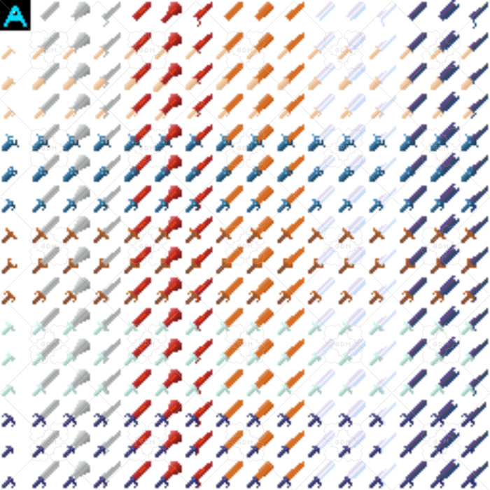 Modular Pixel Art Sword Icons 16x16