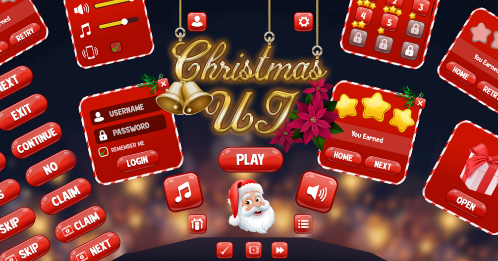 Hyper casual Christmas UI Package -- Mobstudios