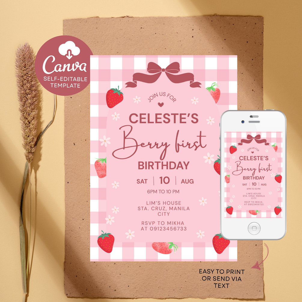 🍓 Berry First Birthday Invitation 🍓