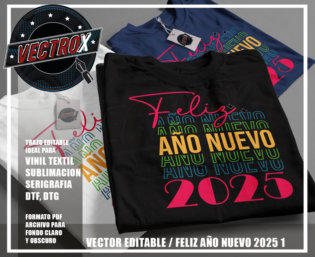 Vector Editable - Feli Año Nuevo 2025