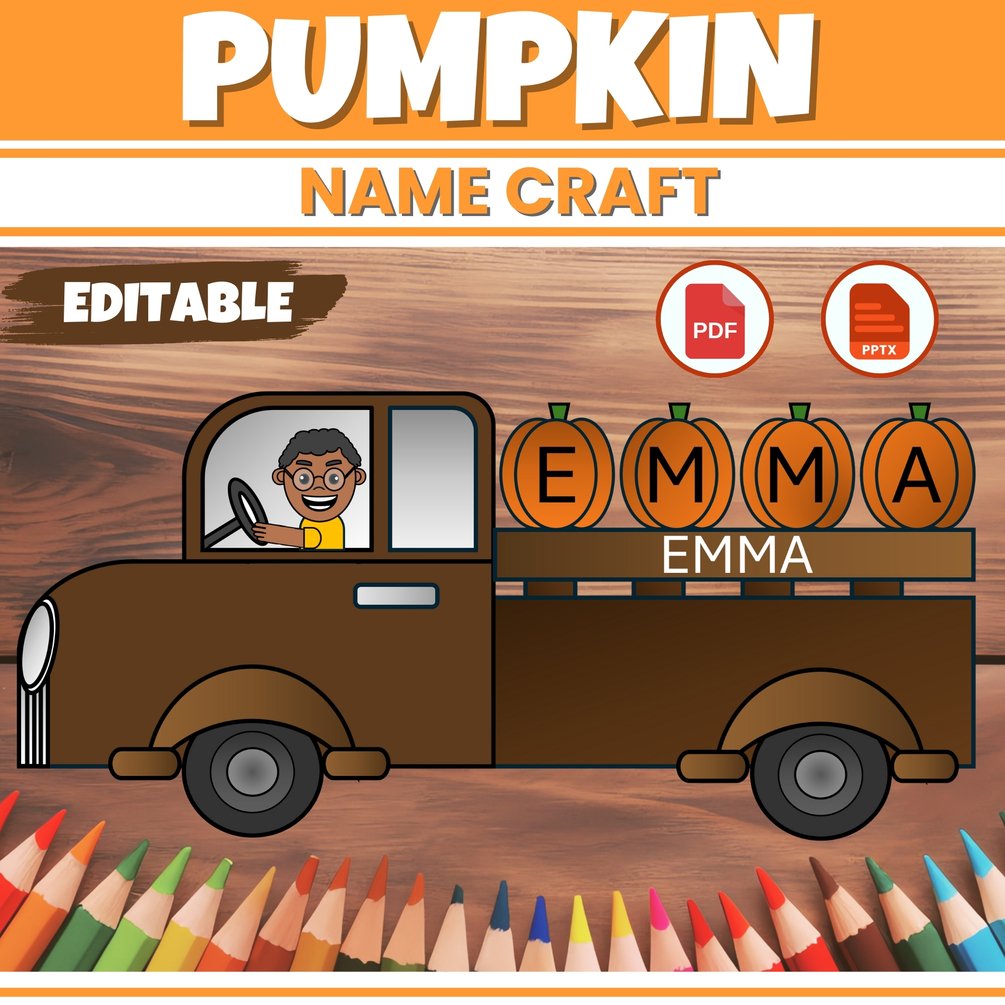 Editable Pumpkin Name Craft Activity | Bulletin Board Fall October ...