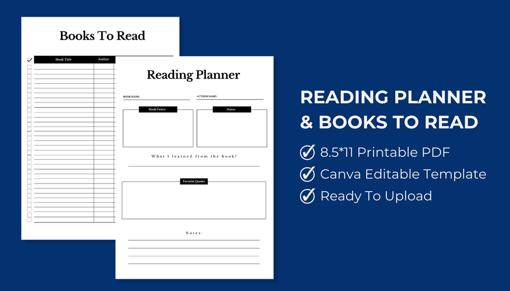 Reading Planner & Books To Read | KDP Interior Template