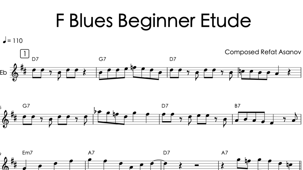 Easy F Blues Solo Example for Alto Saxophone and Other Instruments ...