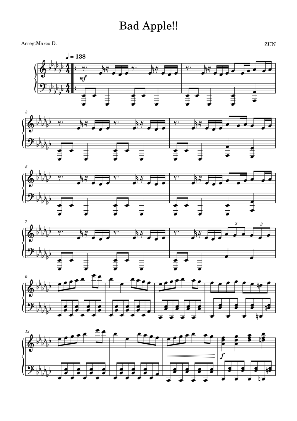 Bad Apple!! FREE SHEET