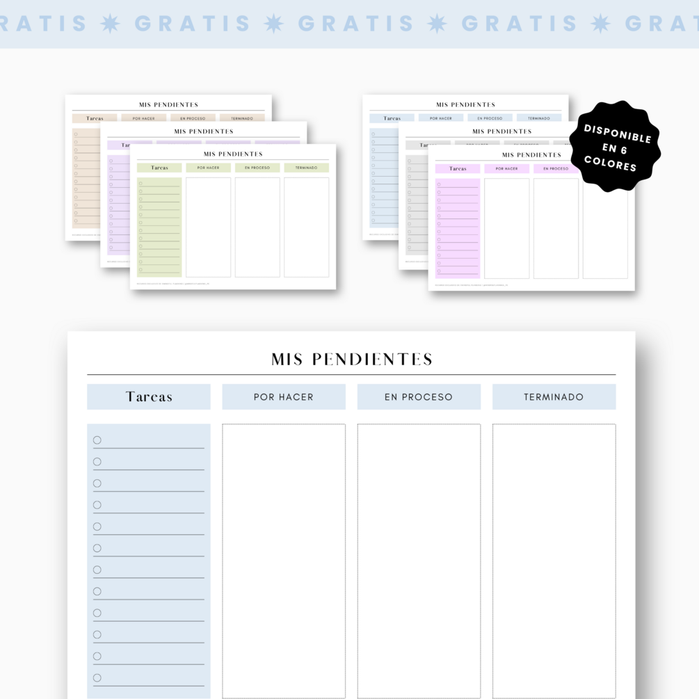 Plantilla gratuita "Mis pendientes" (IMPRIMIBLE)