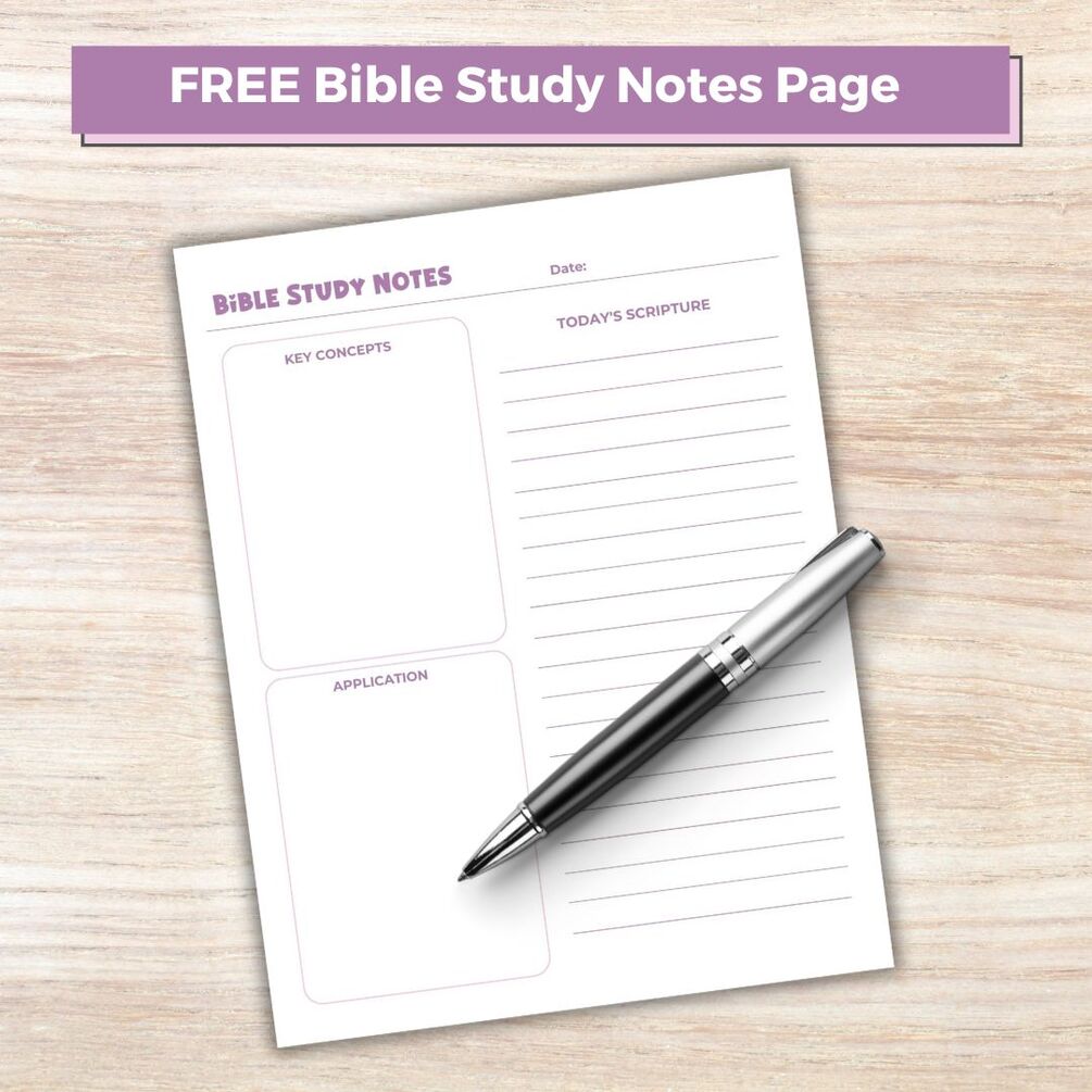 Free Bible study notes worksheet page