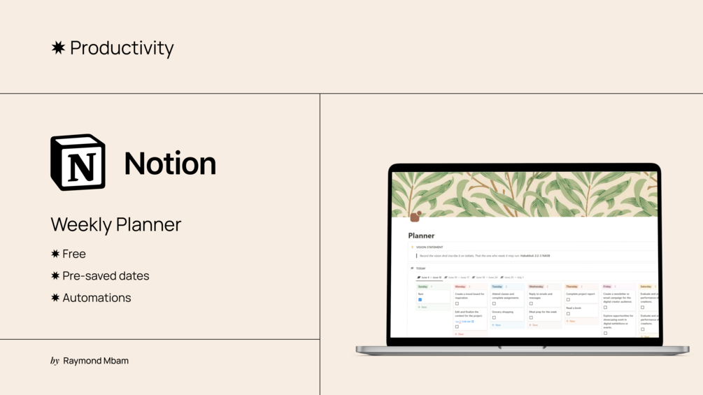 Notion Weekly Planner