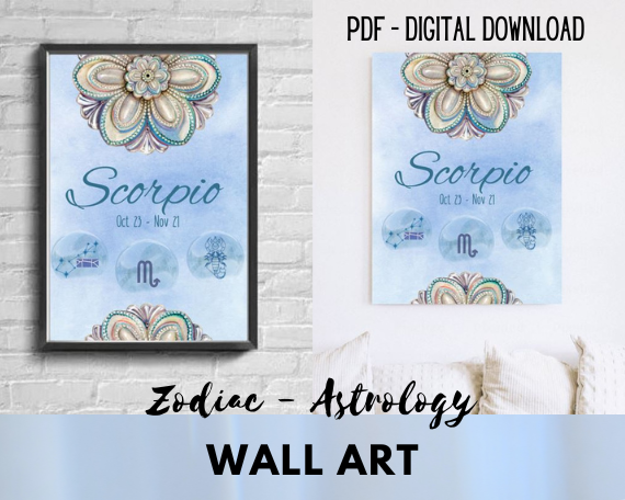 Zodiac (SCORPIO) Wall Art – Instant Download Printable