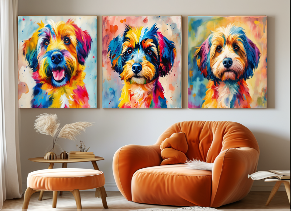 Colorful Dog Art – 3 High-Quality Images
