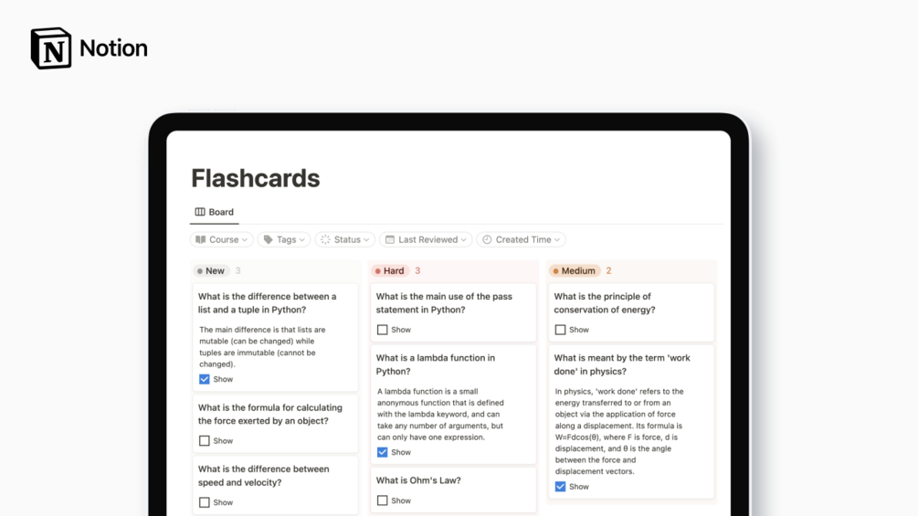 Notion Flashcards