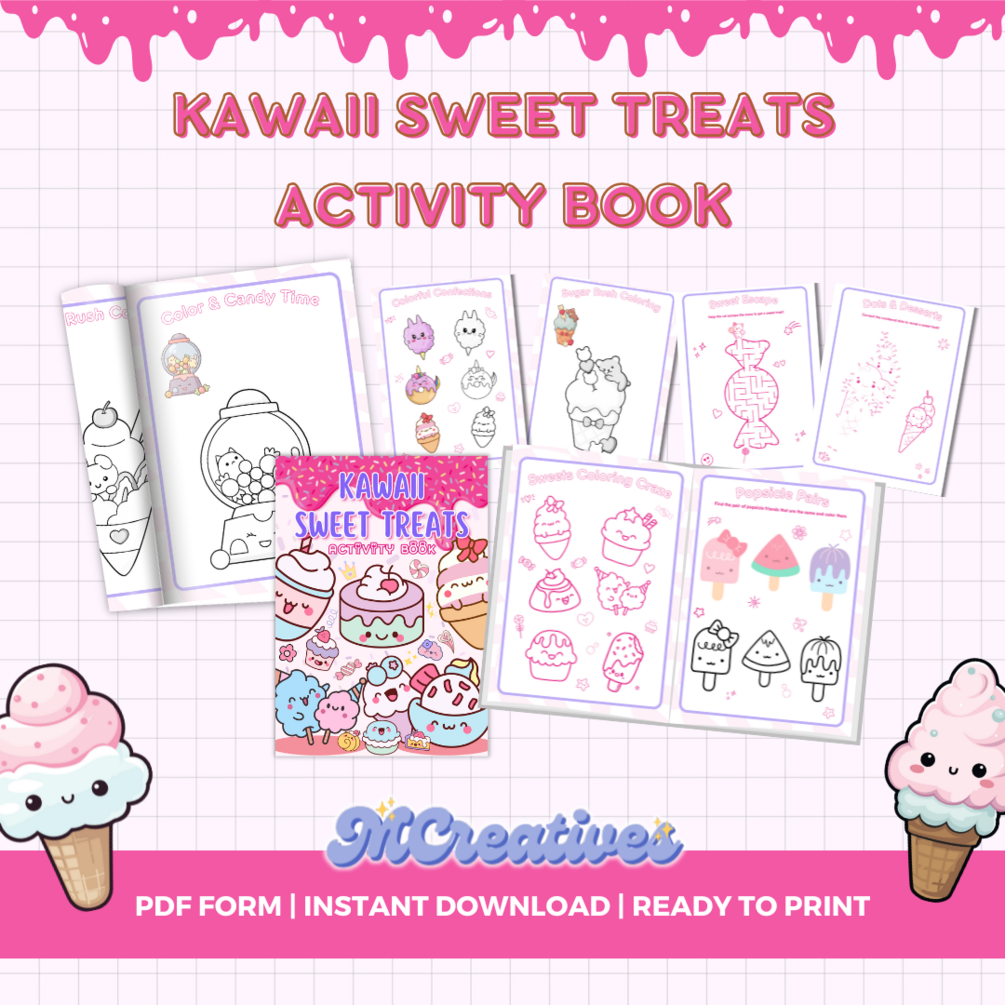 MCREATIVES - KAWAII SWEET TREATS | DESSERTS COLORING & ACTIVITY PAGES