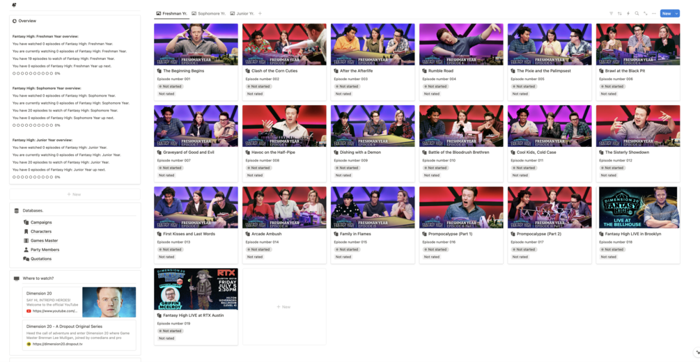 Dimension 20 Campaign Tracker