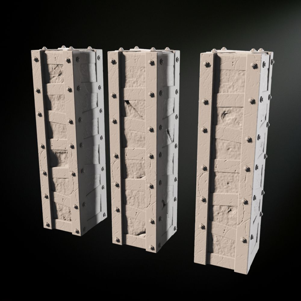 Post-Apocalyptic Column Set 3D Printable STL File - Wargaming Terrain ...