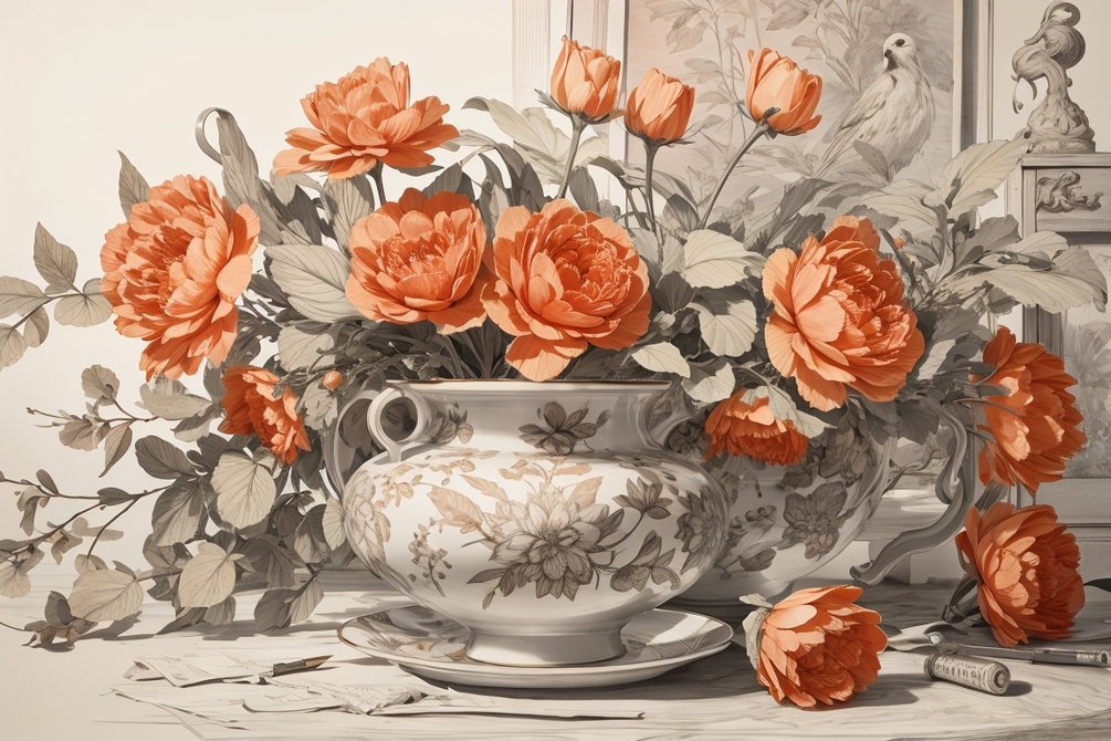 High resolution painting picture of flowers to hang on the wall