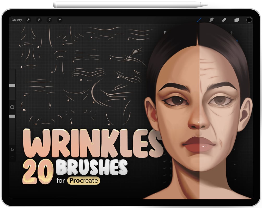 20 Procreate Wrinkles Brushes Collection