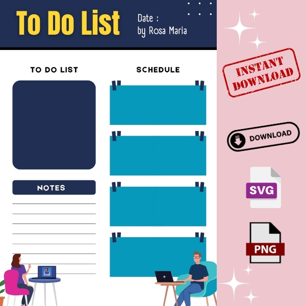 White Blue Illustrated To Do List Schedule Planner svg png