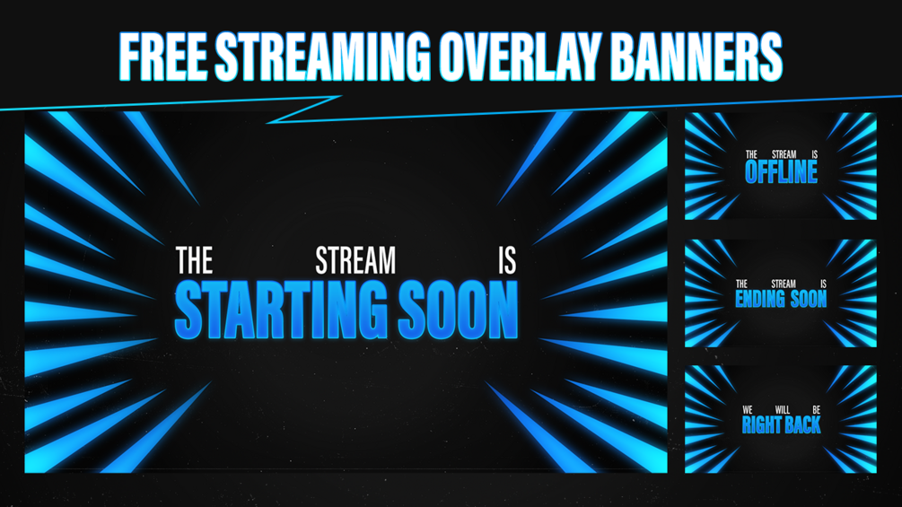 FREE Streaming Overlay Screens | 4 Blue Streaming Overlay Screens