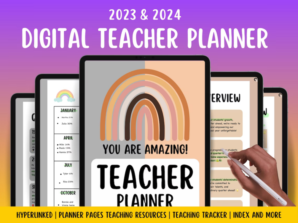 Digital Teacher Planner, 2023 & 2024 Academic Planner Lesson Plan ...