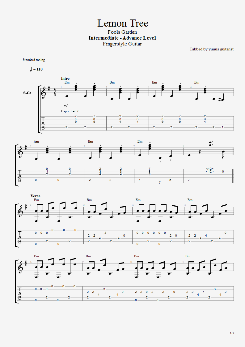 TAB. Lemon Tree (Advance Level)