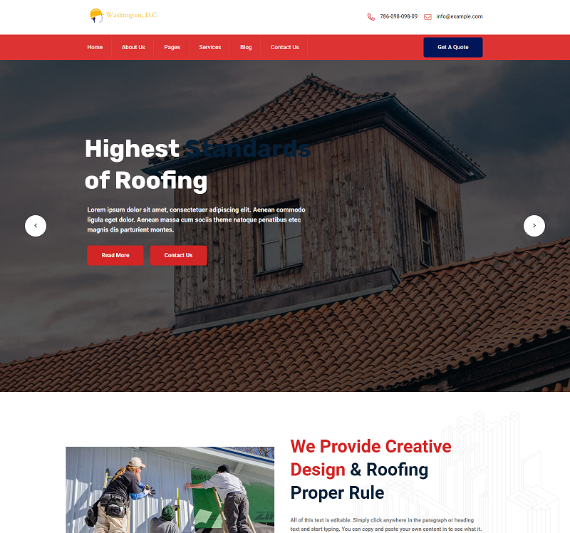 Usa Roofing Repair Wordpress Elementor themes