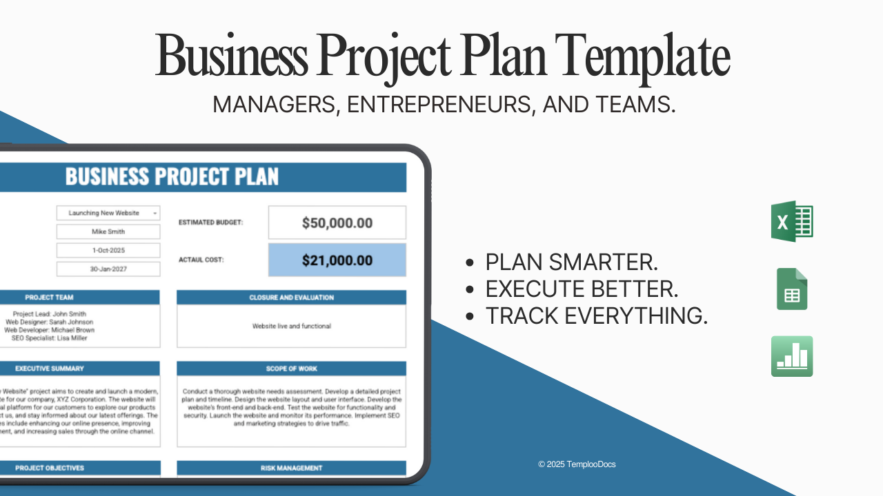 Business Project Plan Template – Project Phases Covered