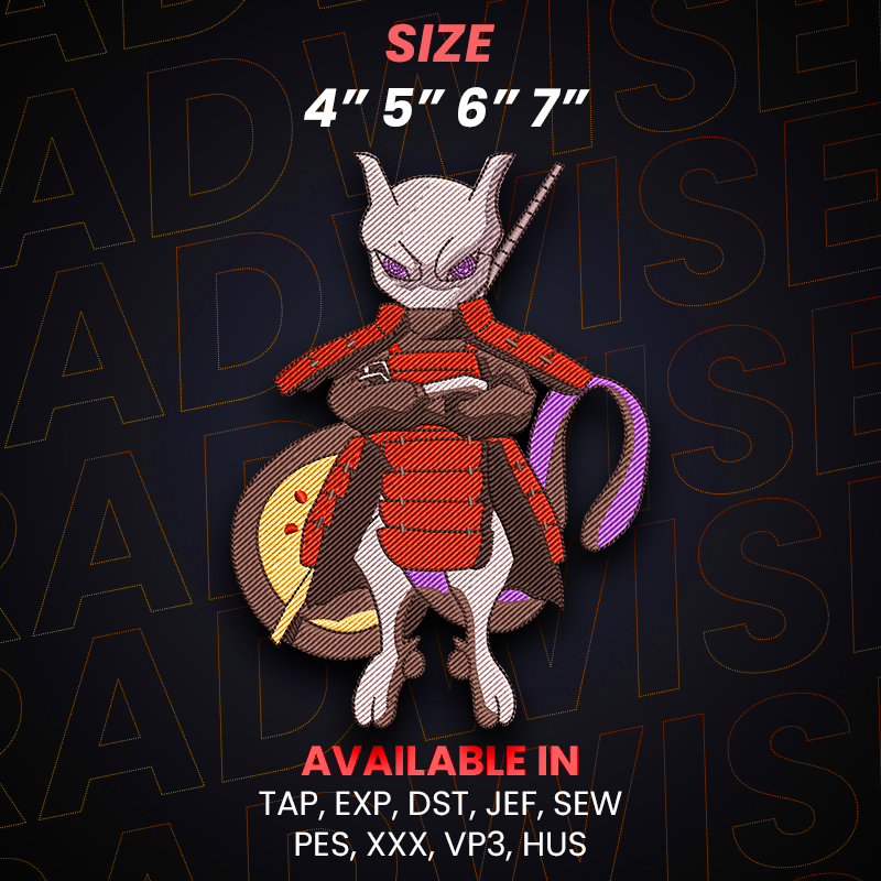 Pokemon MEWTWO Inspired Embroidery Design, Machine Embroidery Design ...