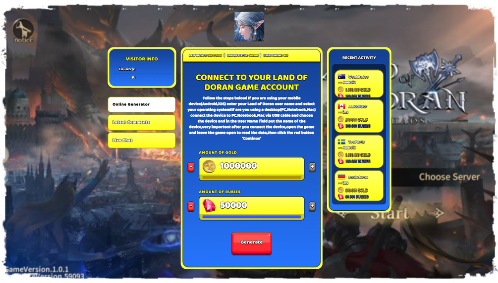 Land of Doran Cheats – How to get Free Gold and Rubies Hack
