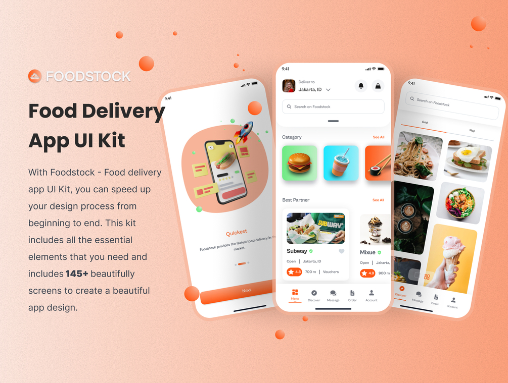 Foodstock Food Delivery App UI Kit