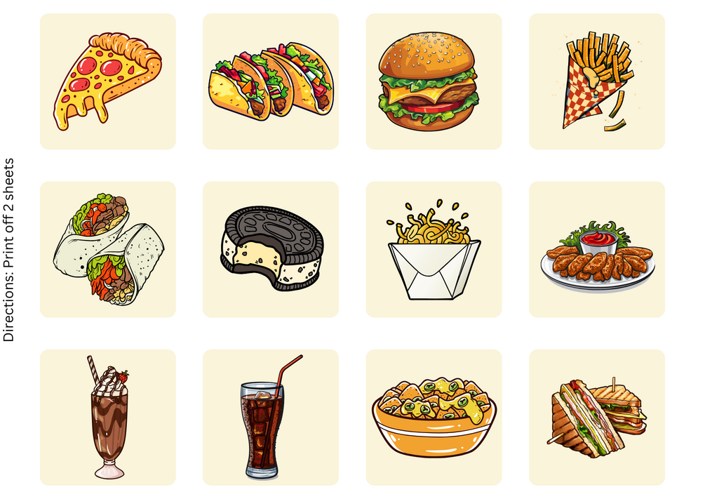 Memory Game- Fast Food (PDF)