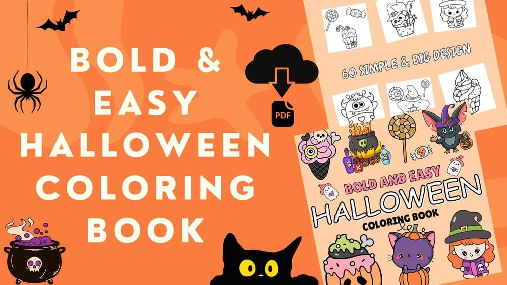 Bold & Easy Halloween Coloring Book: A Digital Coloring Book for Kids ...