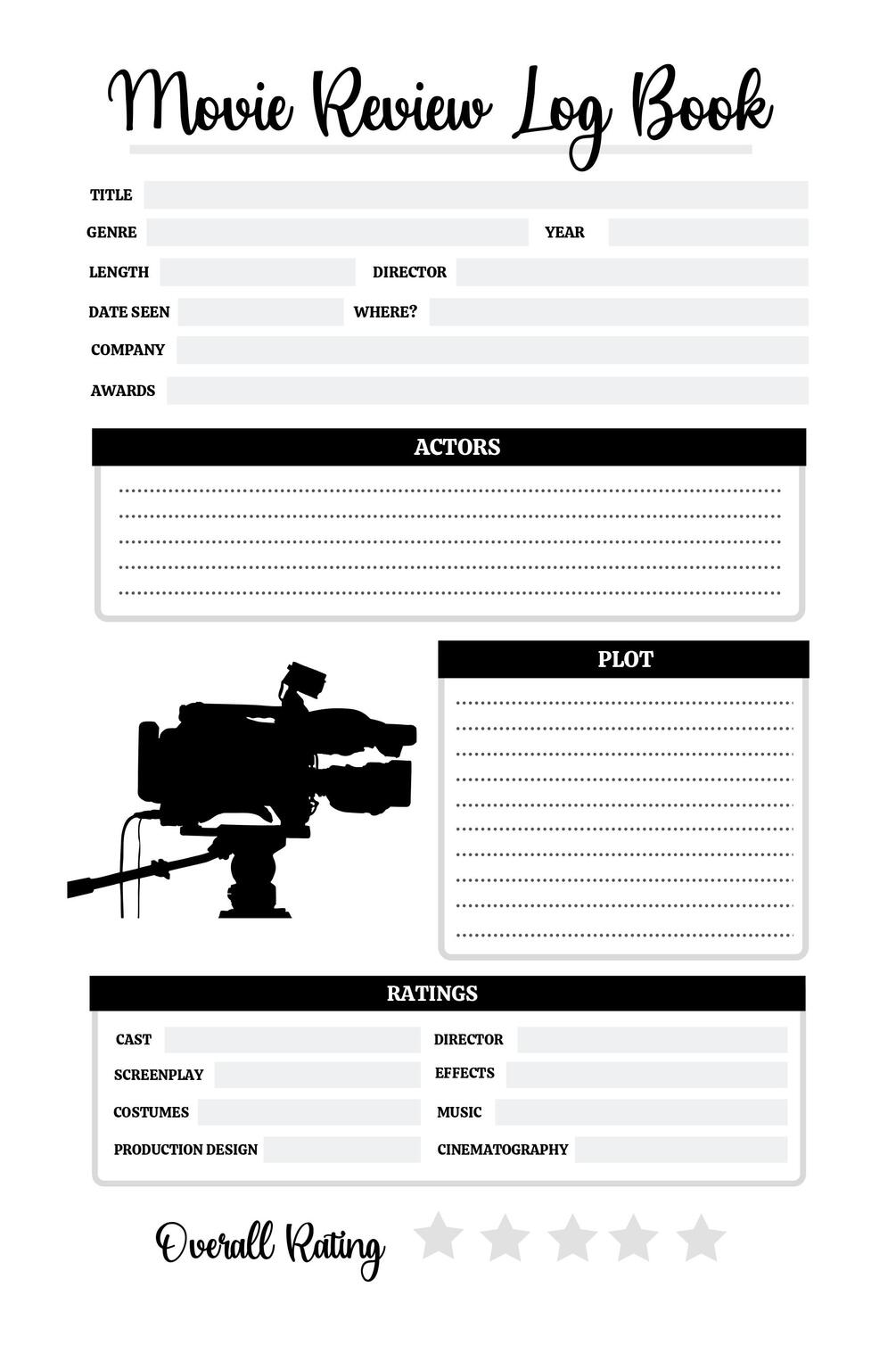 Movie Review Log Book