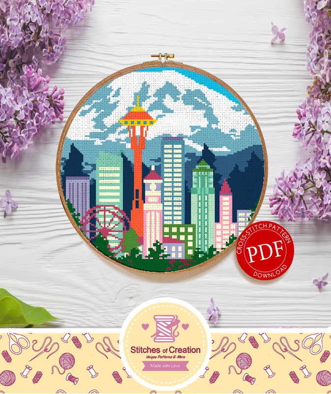 Seattle | Digital Download | Round Cross Stitch Pattern
