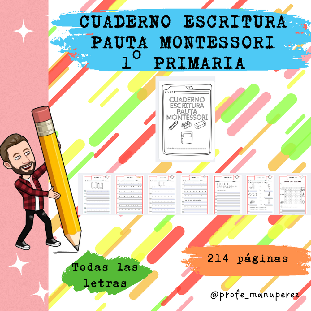 Cuaderno de escritura 1º Primaria Pauta Montessori