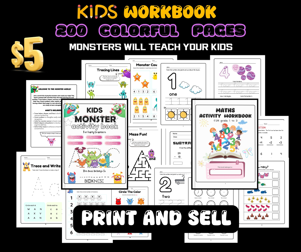 Monsters & Math Workbook for kids