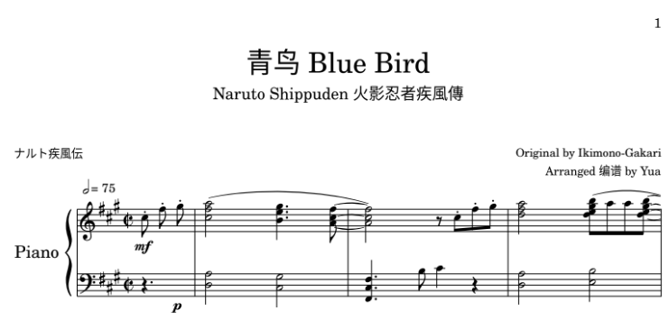 Naruto Shippuden OP16 - [Blue Bird/Ikimono Gakari] -Yua Piano Cover