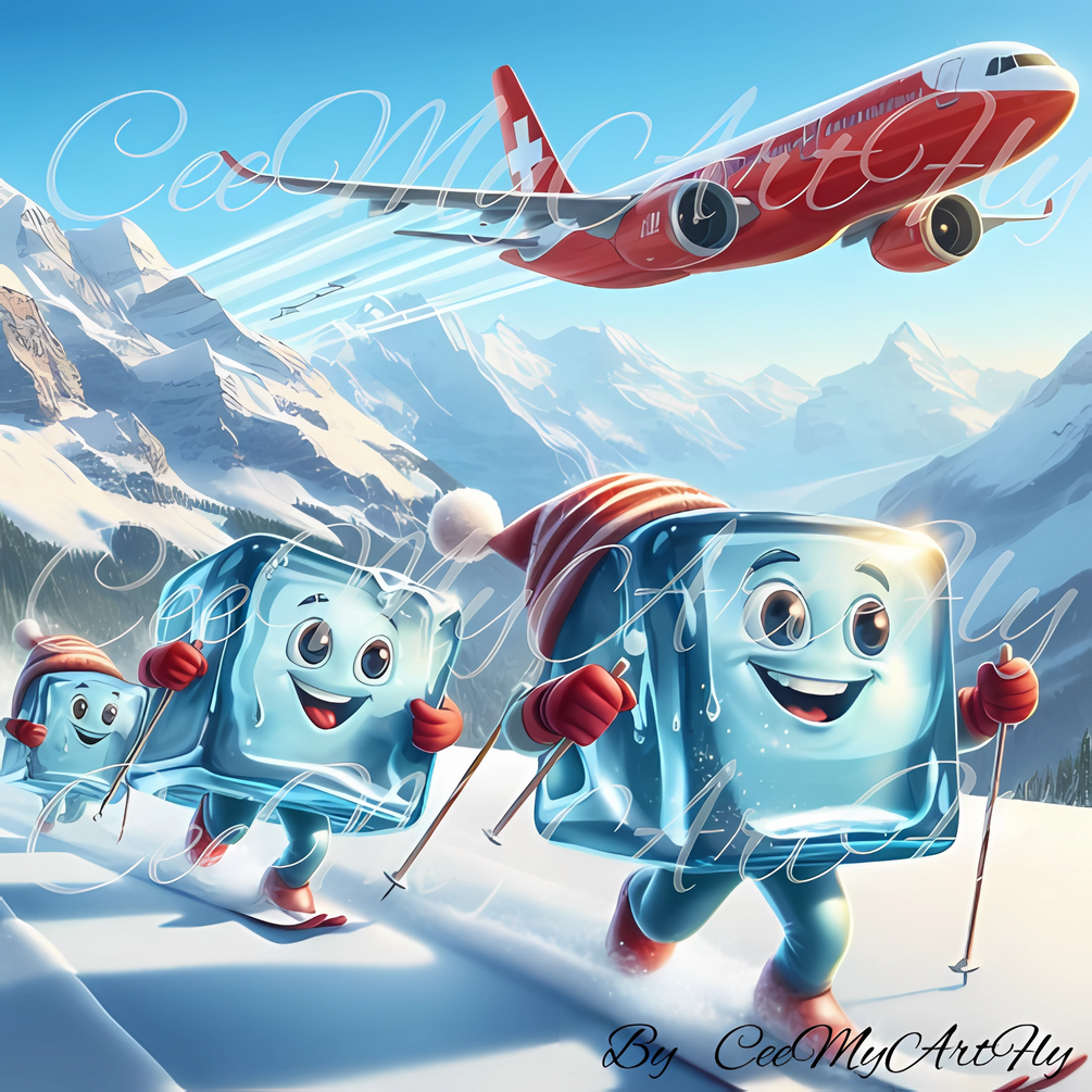 Cartoon characters " Melting Cubes " Swiss Ski Rescue Team 1