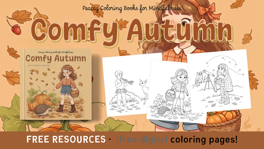 Free Comfy Autumn Coloring Pages | Peaccy