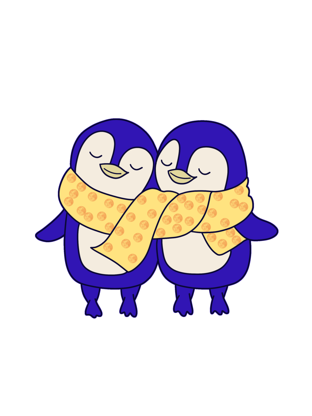 Penguins/ Penguin Couple - Dark Blue Sticker 4" x 4"