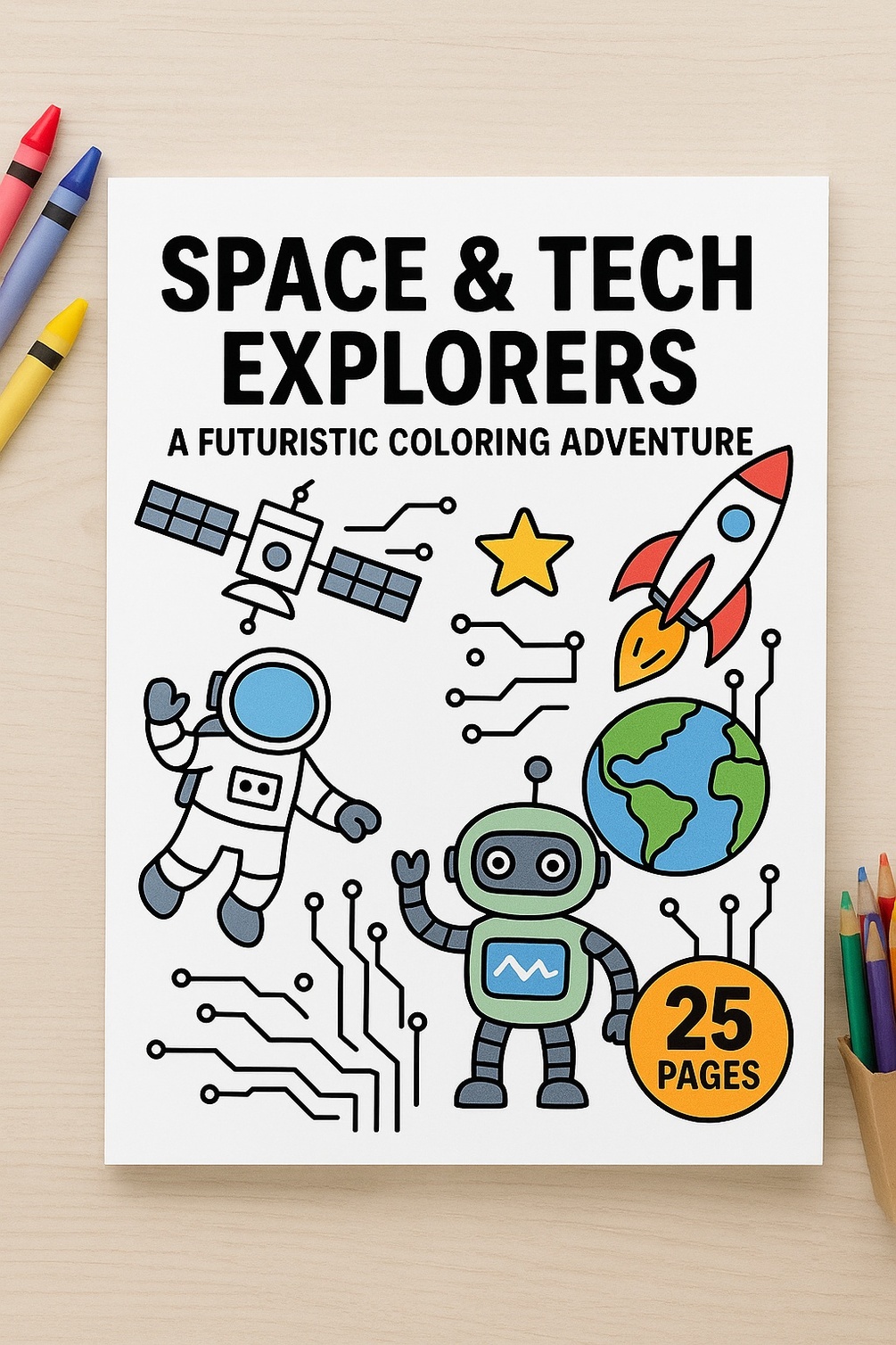 Space Tech Explorers: A Futuristic Coloring Adventure (25 Pages)