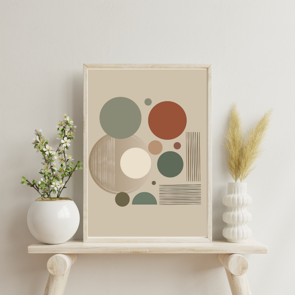 Minimalist Boho Geometric Wall Art | Abstract Mid Century Modern Print ...