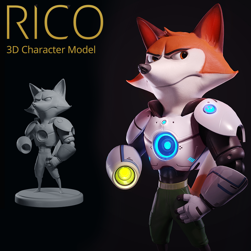 3D Fox Character Model Production Ready