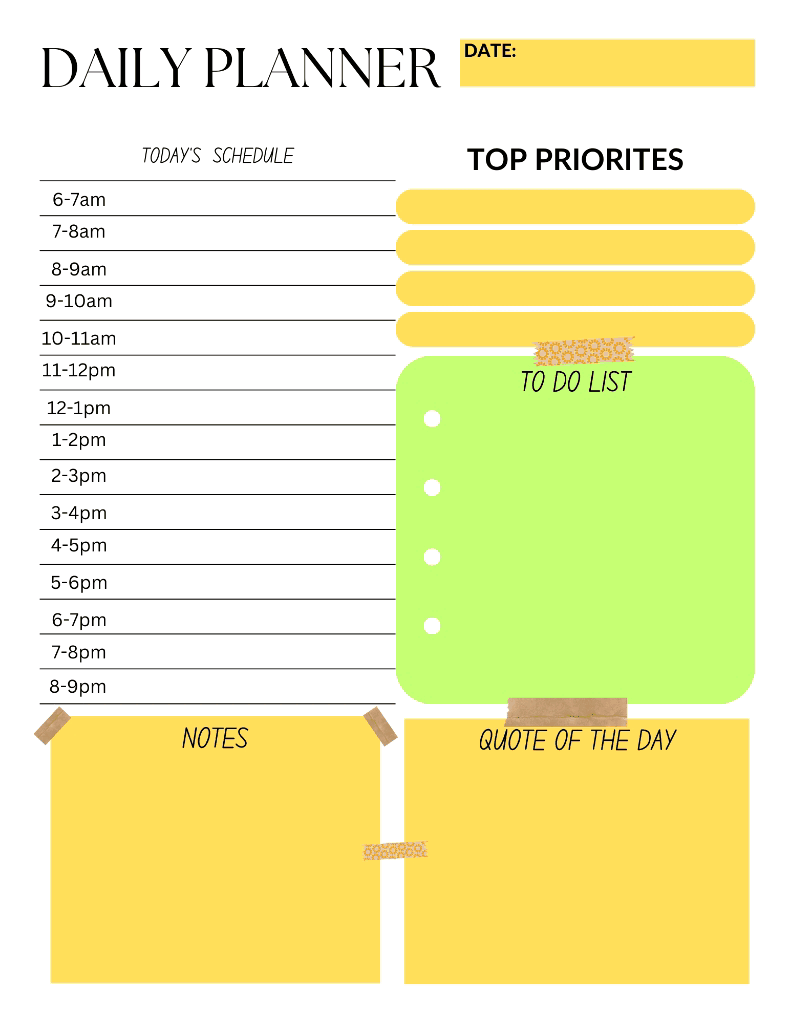 Daily Planner Printable Hourly Planner Military Time Plan Time
