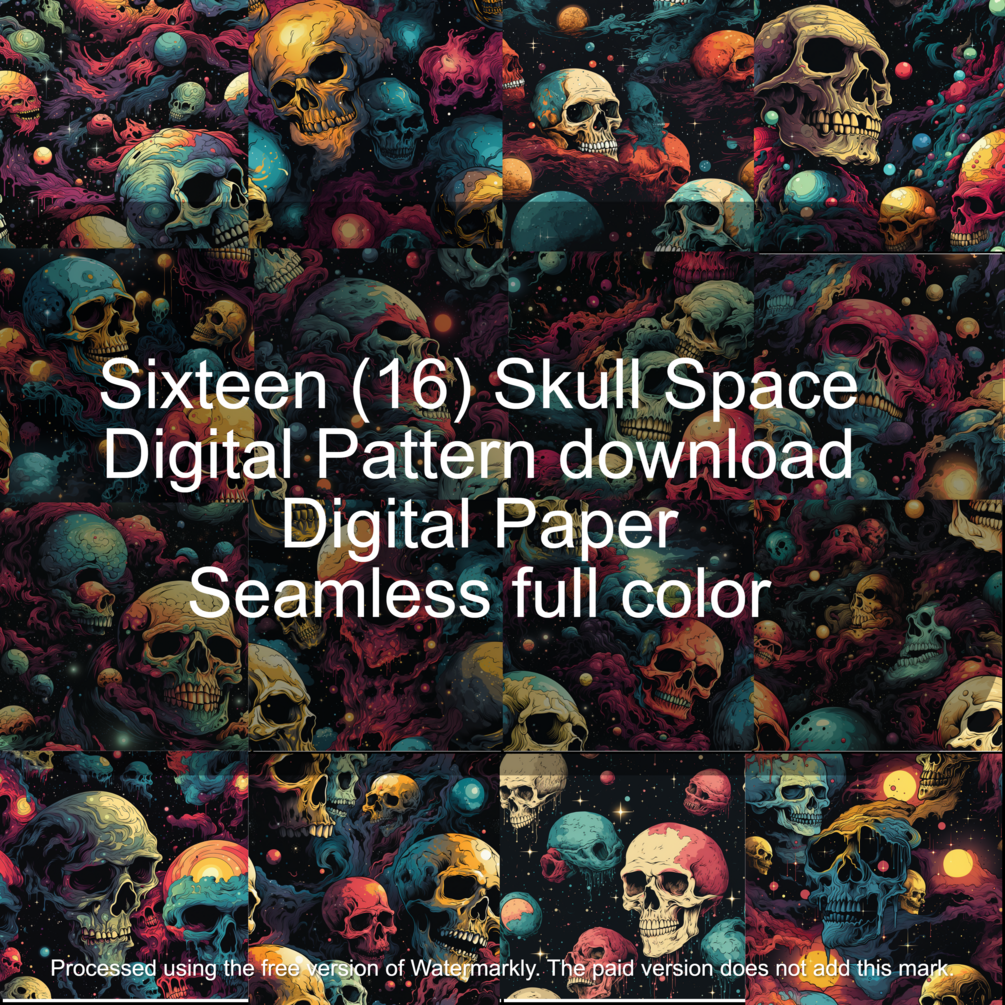 Sixteen (16) Skull Space Digital Paper | Seamless Skull Space Designs ...