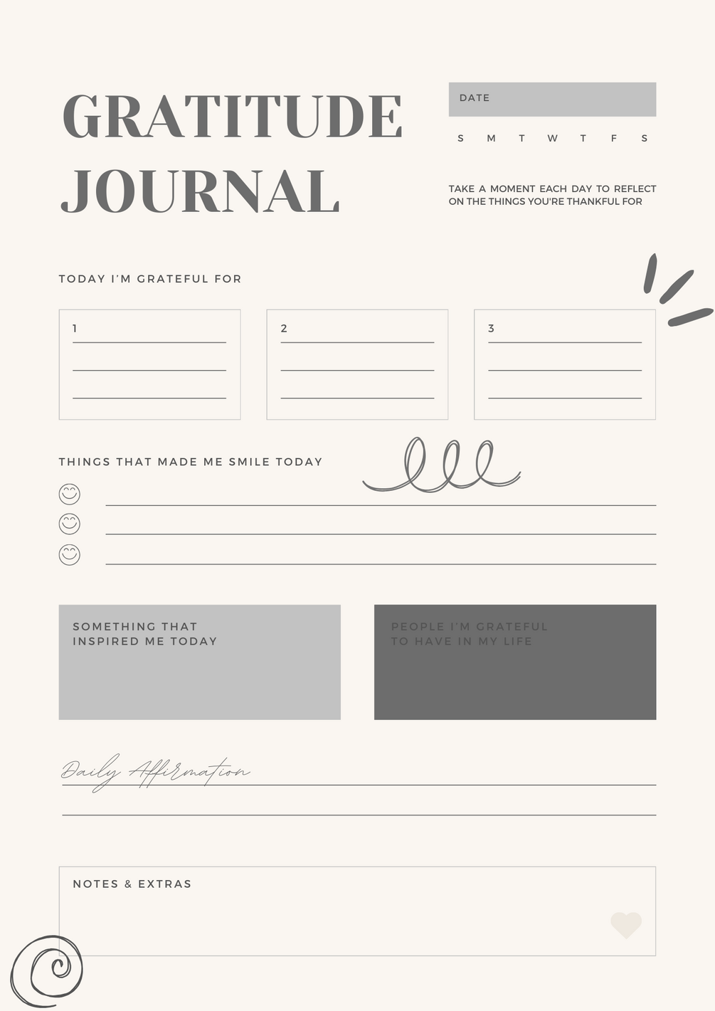 Printable Daily Gratitude Journal