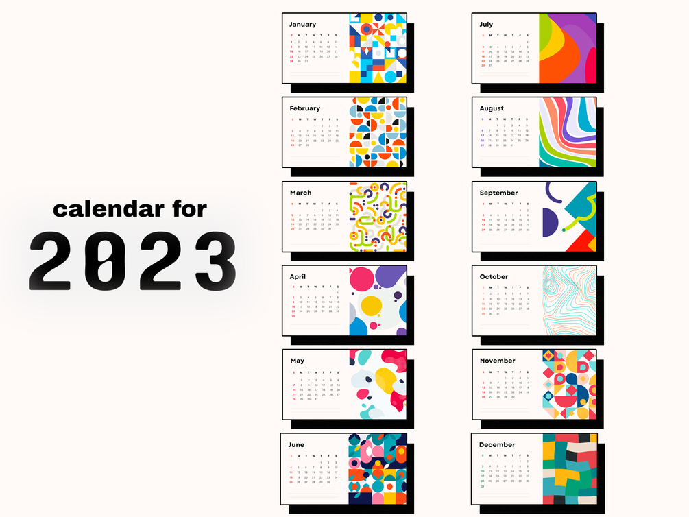 2023 Digital Calendar with Abstract Design